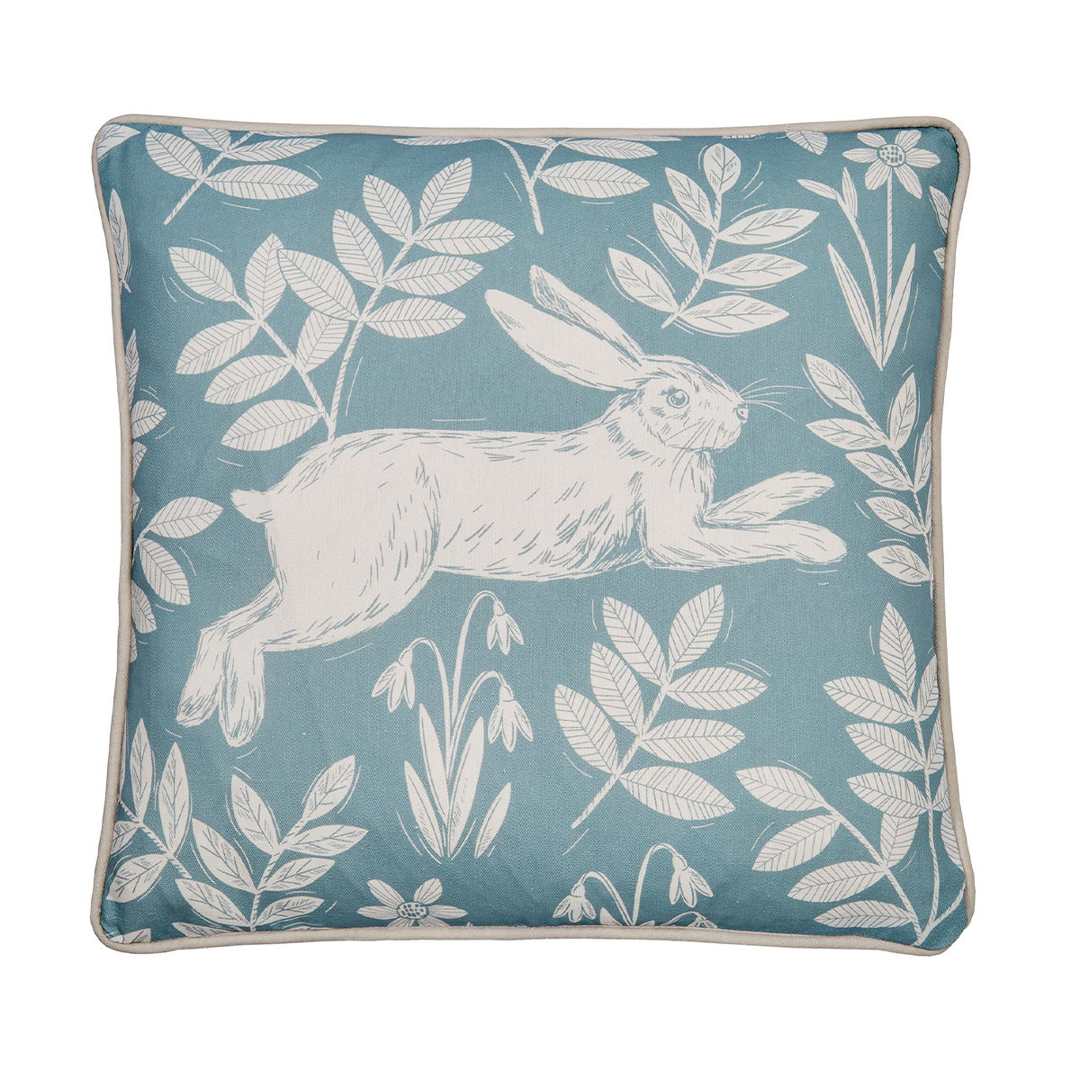 Dreams & Drapes Spring Rabbits Outdoor Cushion - Duck Egg | Charlies