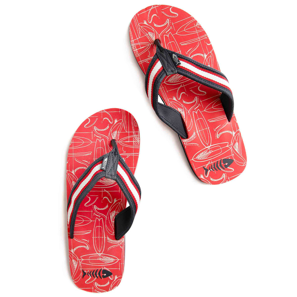 Weird Fish Men's Derwent Printed Flip Flops - Radical Red | Charlies