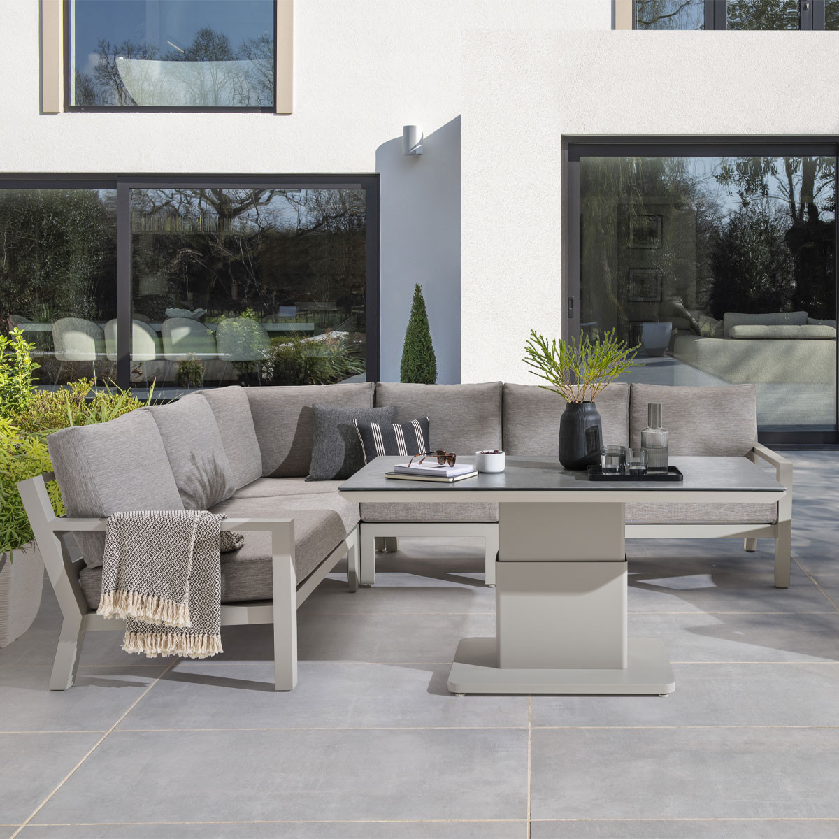 Life Timber 6 Seater Corner Lounge Garden Furniture Set - Beige | Charlies
