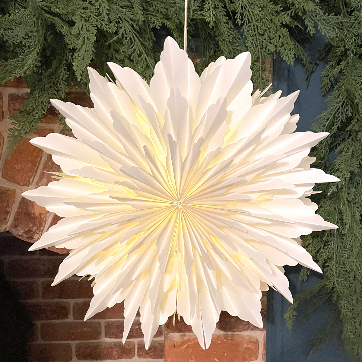 Prelit Paper Snowflake Battery Operated Hanging Decoration - 50cm ...