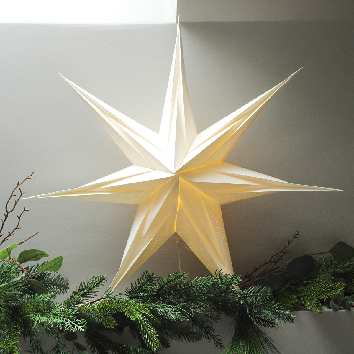 Prelit Paper Star Battery Operated Hanging Decoration - 60cm | Charlies