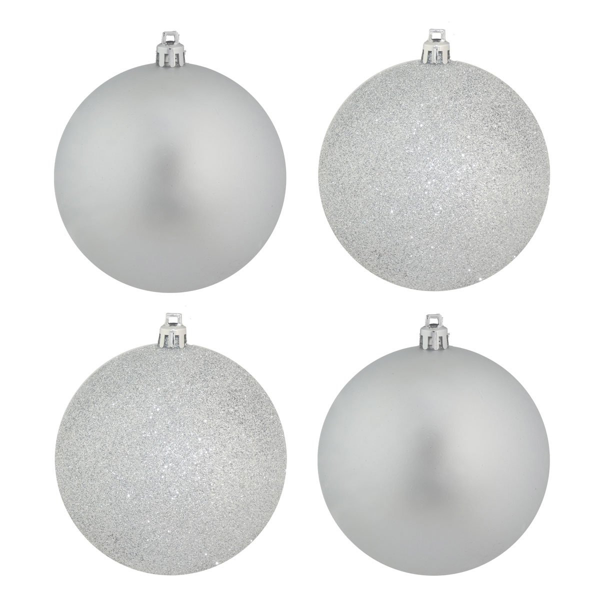 4 Silver Baubles - 10cm | Charlies