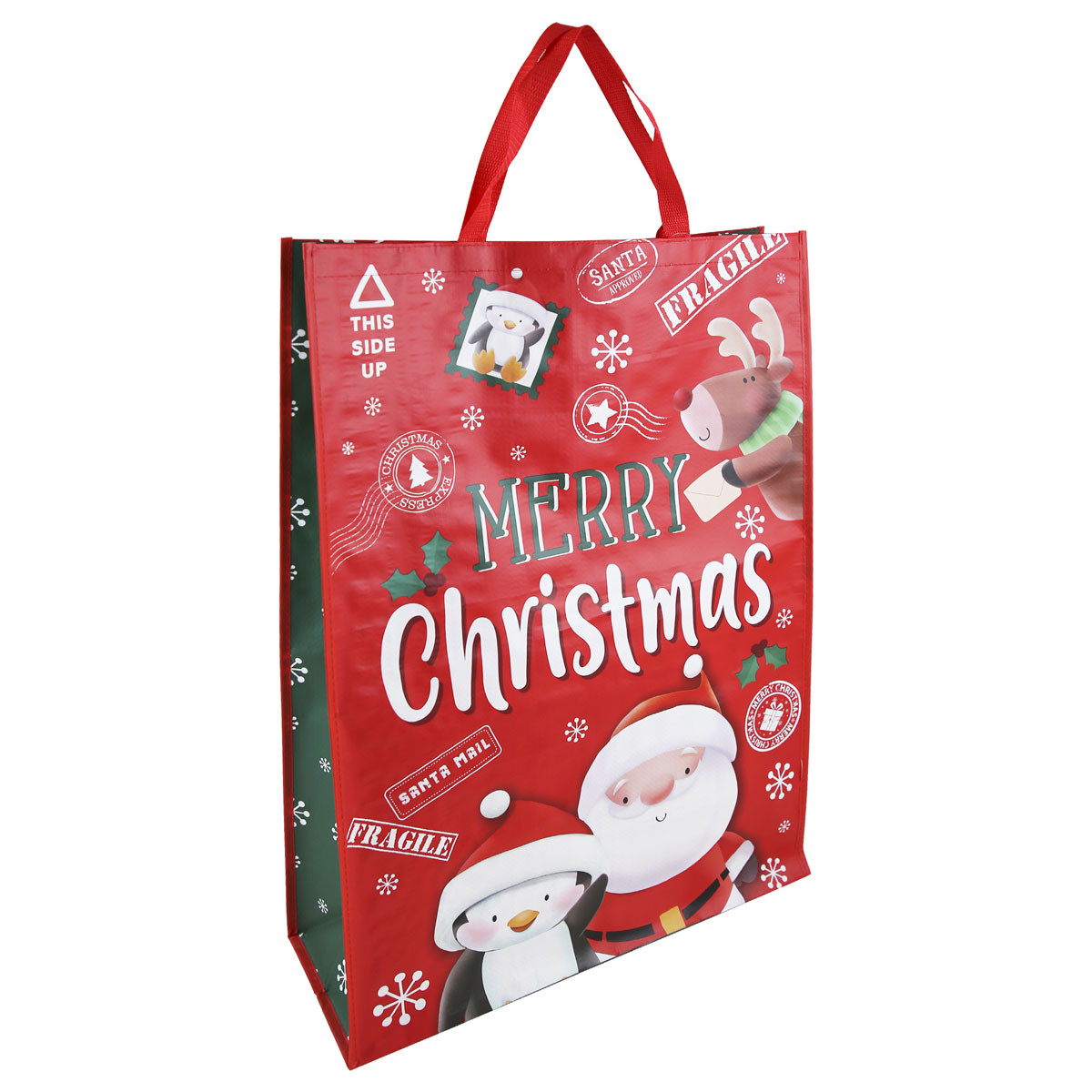 'Fragile' Presents PP Woven Shopper Christmas Gift Bag - Jumbo | Charlies