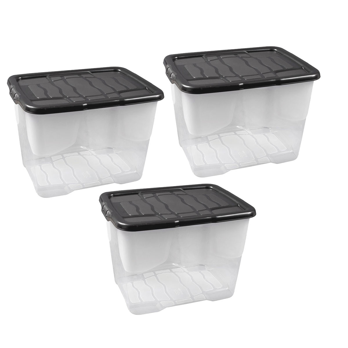 Strata 24L Clear Curve Storage Box With Lid - 3 Pack | Charlies