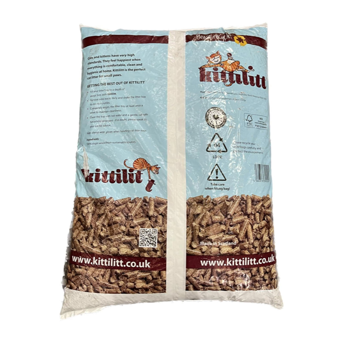 Kittilitt Premium Wood Pellet Cat Litter - 30L | Charlies