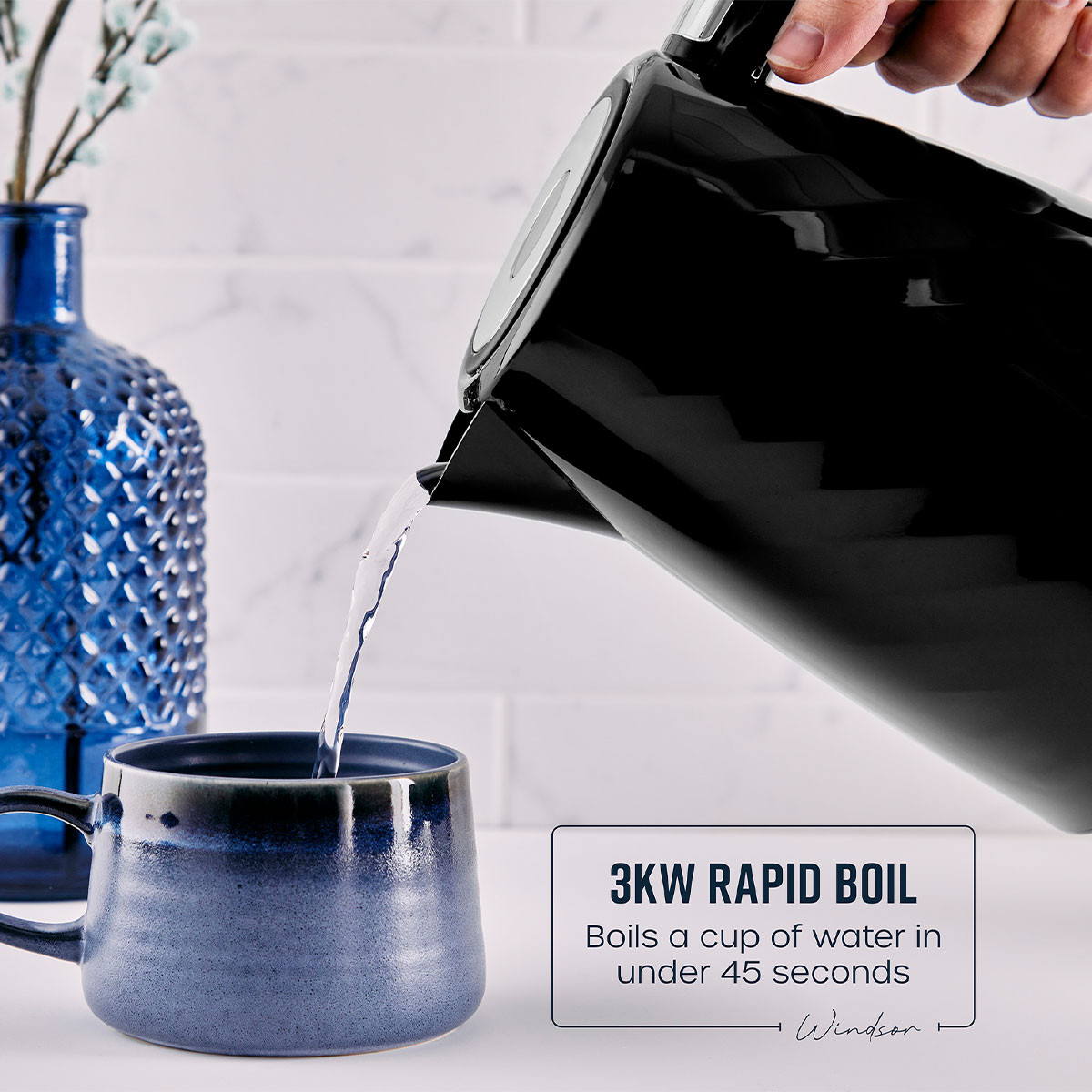 Swan Windsor 1.7L Kettle - Black | Charlies