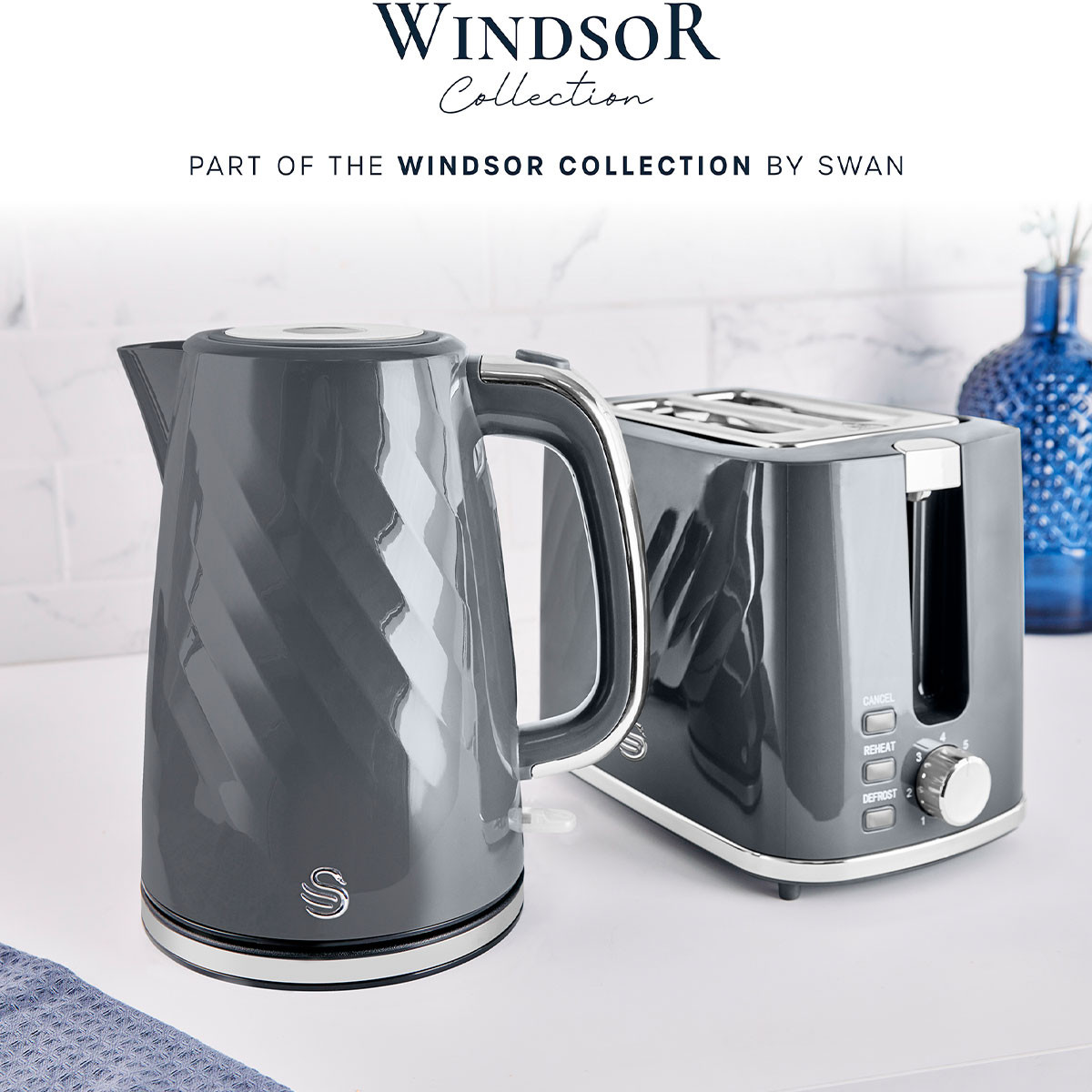 Swan Windsor 2-Slice Toaster - Grey | Charlies