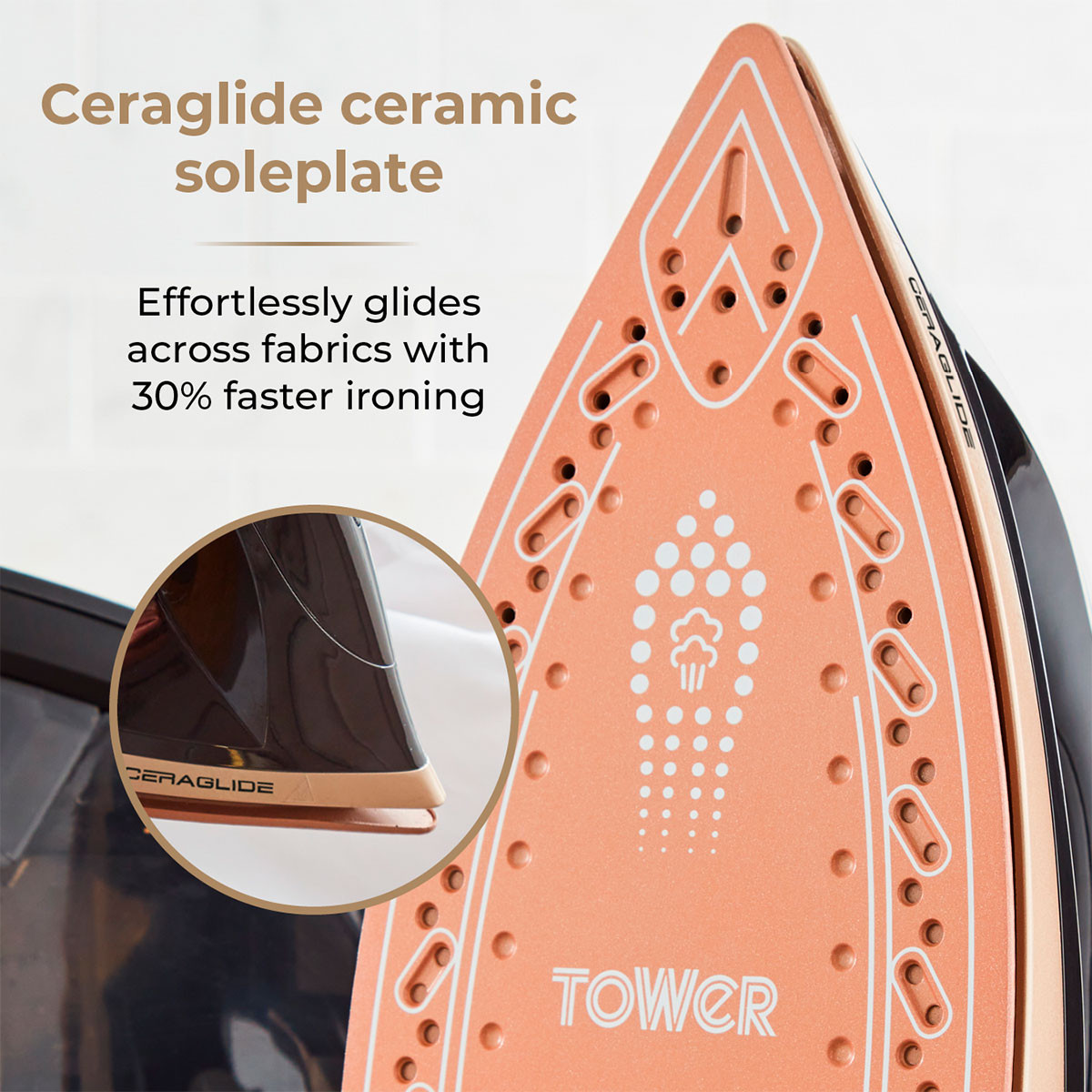 Tower Ceraglide 2700W Steam Generator Iron - Black/Gold | Charlies