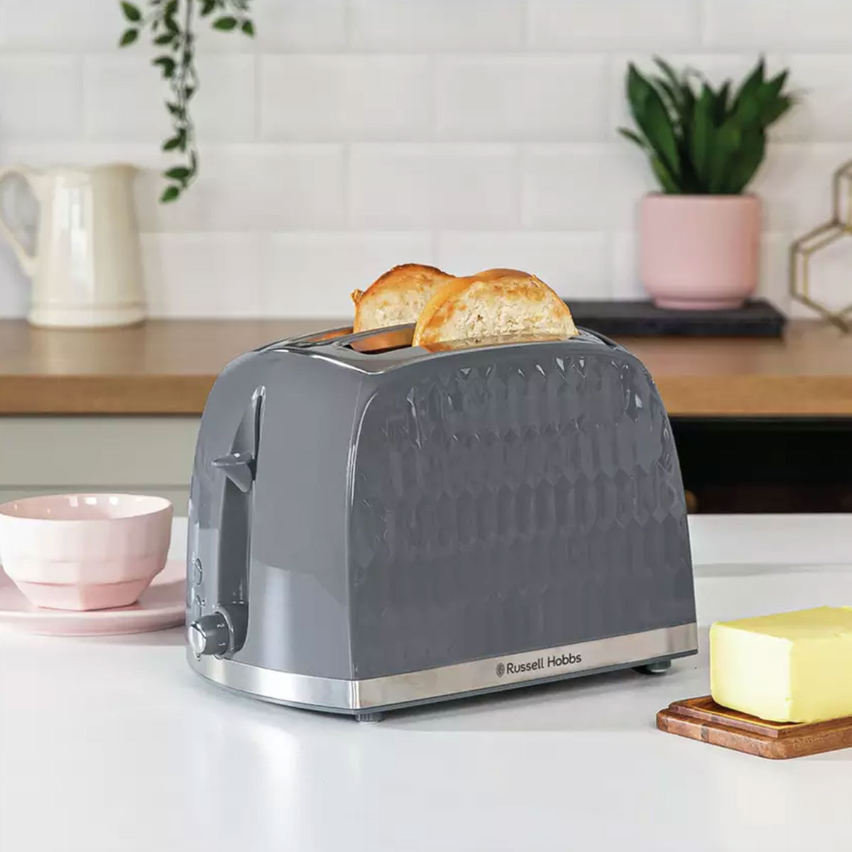 Russell Hobbs Honeycomb 2 Slice Toaster - Grey | Charlies