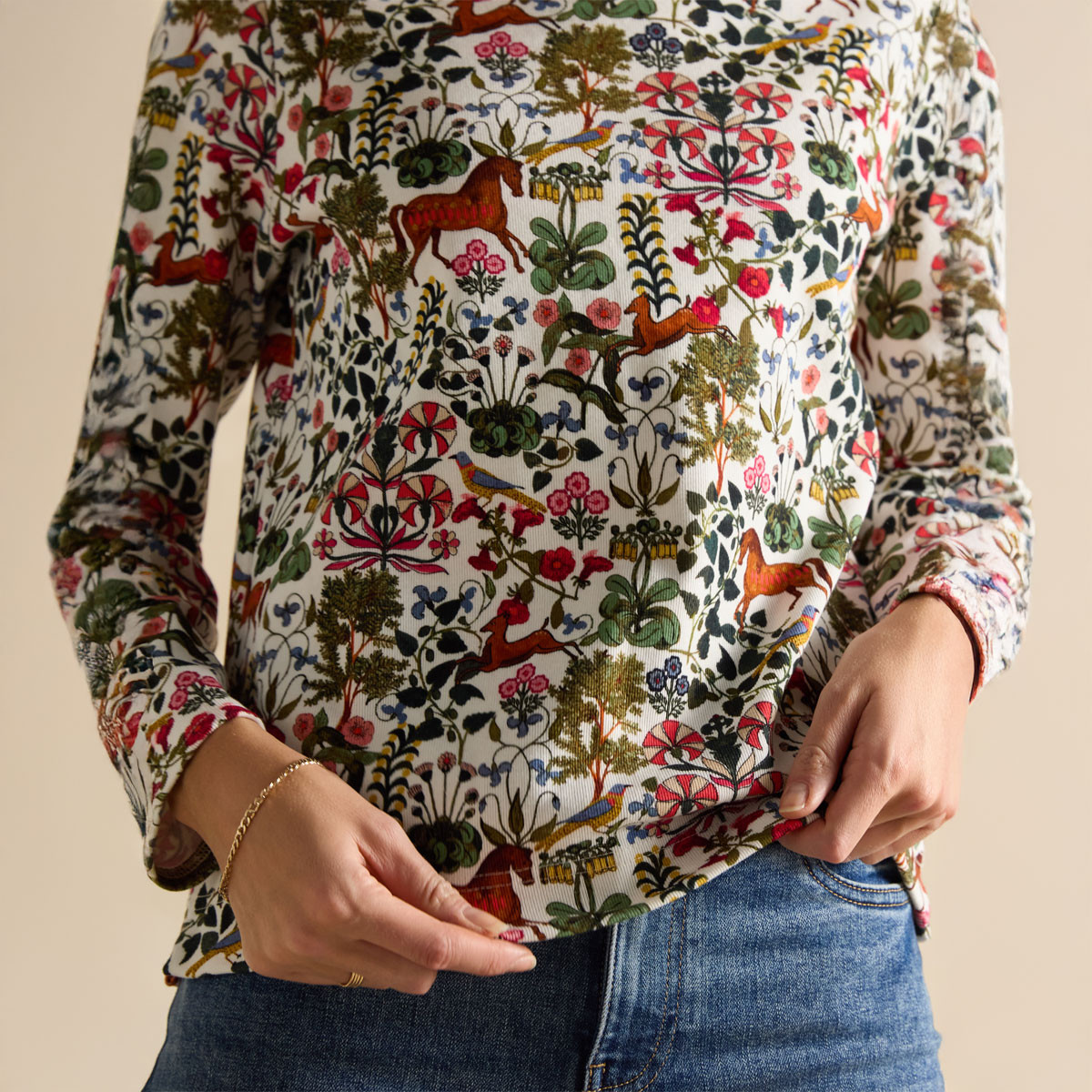 Joules Women's Harbour Printed Long Sleeved Top - Mystical Forest ...