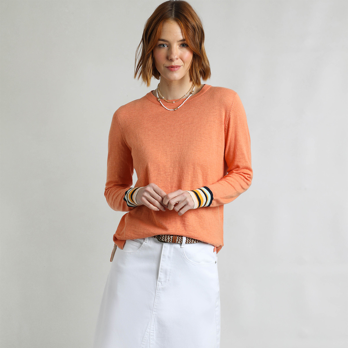 Weird Fish Kinga Outfitter Crew Jumper - Peach Bloss | Charlies
