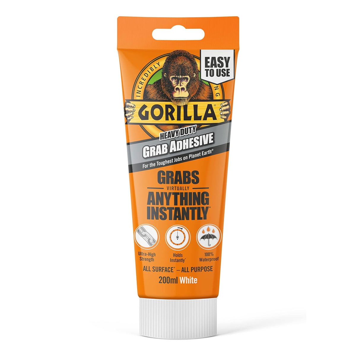 Gorilla Heavy Duty Grab Adhesive Tube, 200ml - White | Charlies