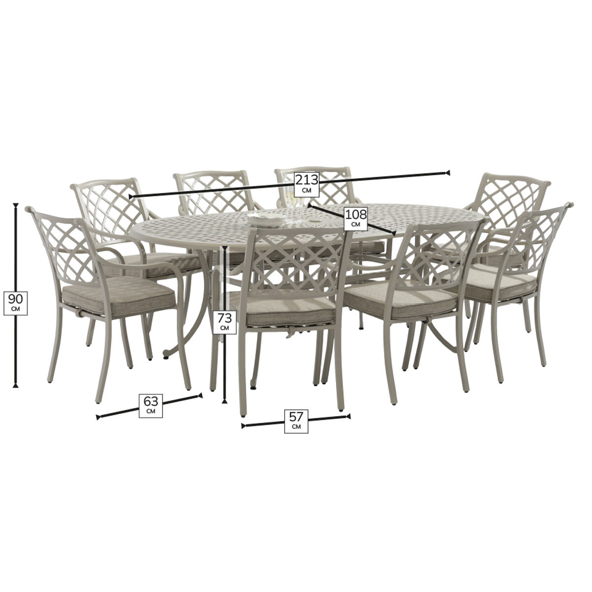 Bramblecrest RHS Bridgewater 8 Seater Aluminium Dining Garden Furniture ...