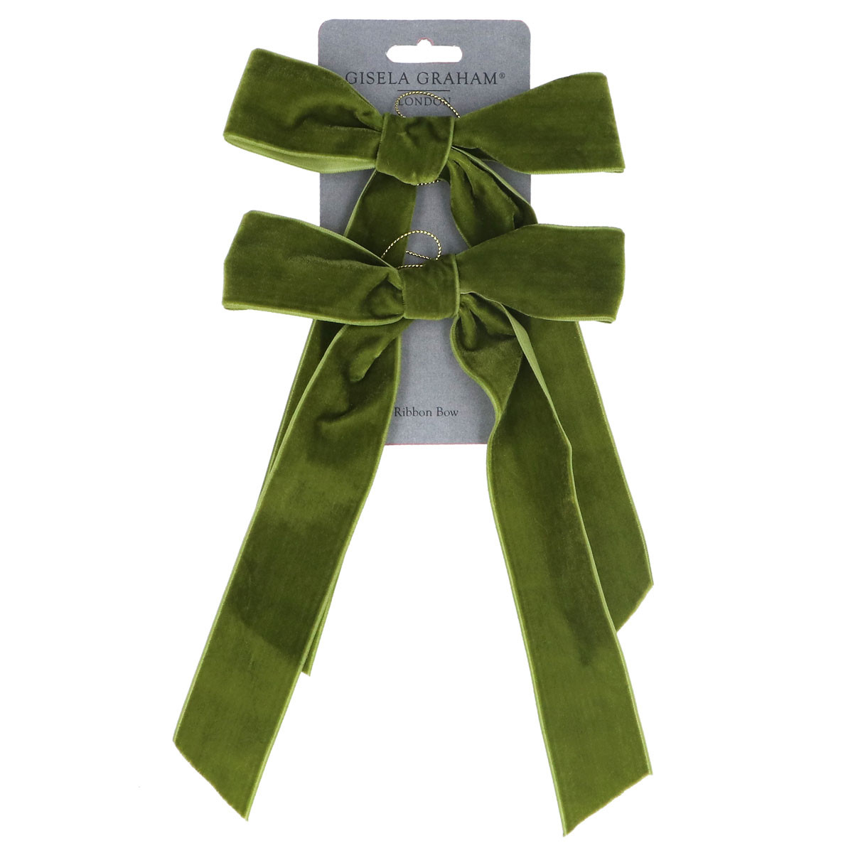Gisela Graham 2 Green Velvet Bow Tree Decorations - 28cm | Charlies