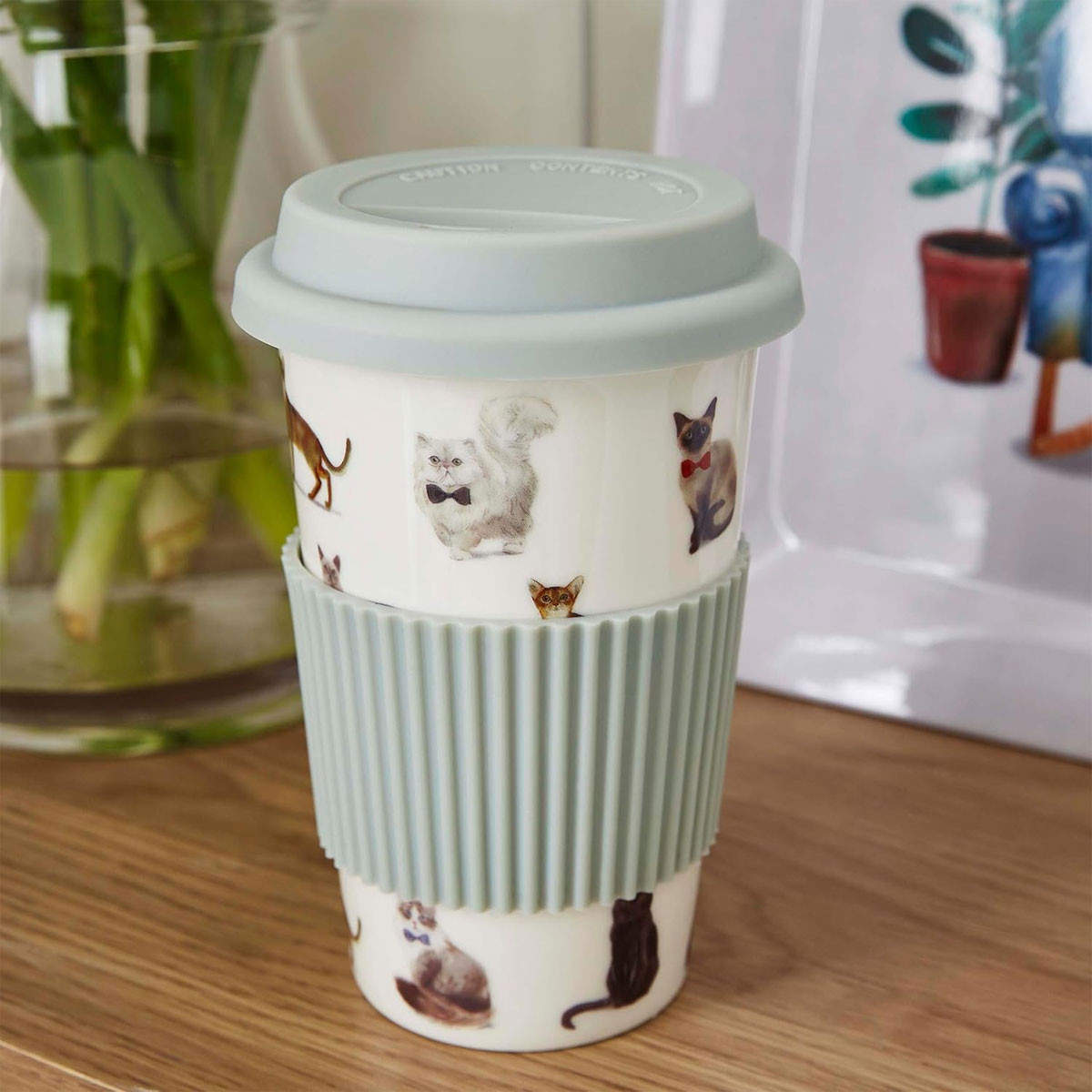 Cooksmart Travel Cup with Silicone Band, 500ml - Curious Cats | Charlies