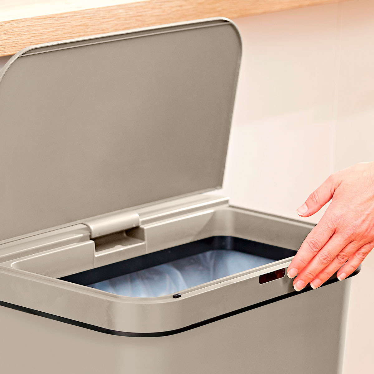 Tower 50L Rectangular Sensor Bin - Latte | Charlies