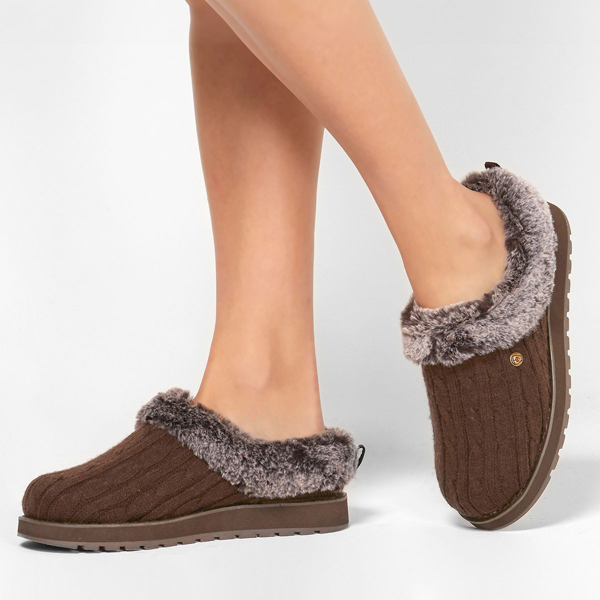 Skechers Women's BOBS Keepsakes Ice Angel Slippers - Chocolate | Charlies