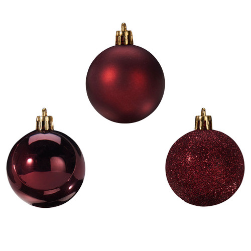 24 Oxblood Shatterproof Baubles - 3cm | Charlies