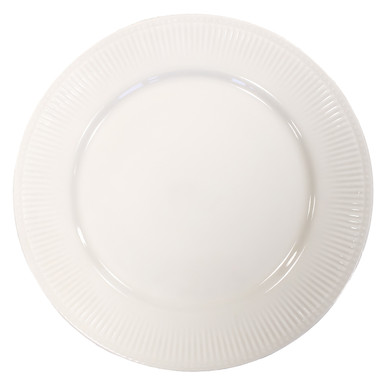 Ceramic Ribbed Dinner Plate, White - 26cm | Charlies