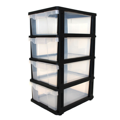 Clear Plastic Four Drawer Storage Box Unit | Charlies