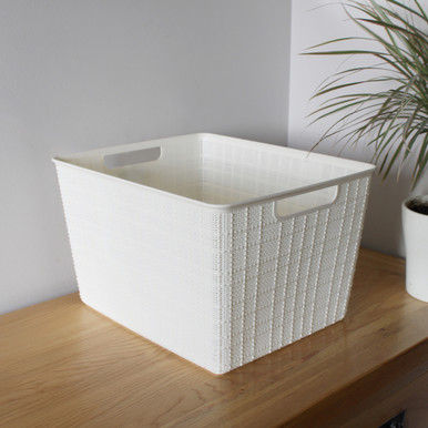 18 Litre Patterned Plastic Storage Box - White | Charlies
