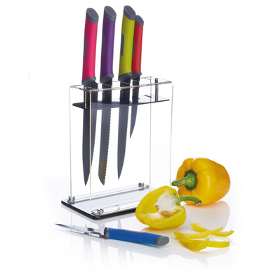 Colourworks 5 Piece Coloured Knife Set & Block | Charlies