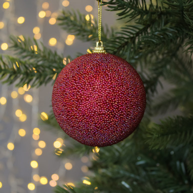 Red Beaded Bauble - 8cm | Charlies