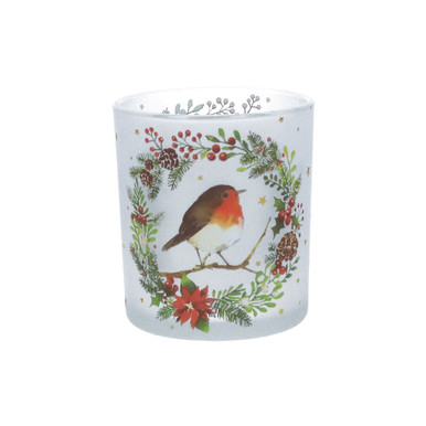Gisela Graham Robin Frosted Nite Light Candle Holder | Charlies