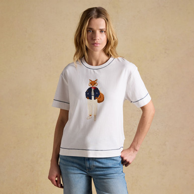 Joules Women's Jonty Fox Graphic T-Shirt - White | Charlies