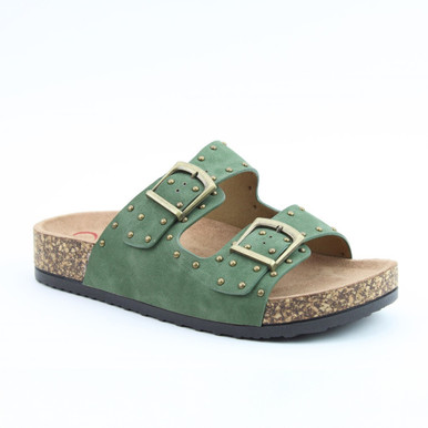 Heavenly Feet Women's Polly Two Buckle Slider - Forest | Charlies