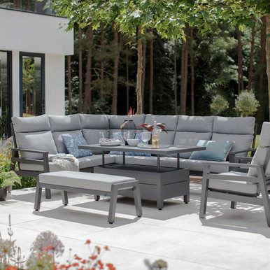 LG Outdoor Barcelona 8 Seater Aluminium Garden Furniture Corner Sofa ...