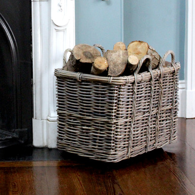Medium Rectangular Log Basket On Wheels | Charlies