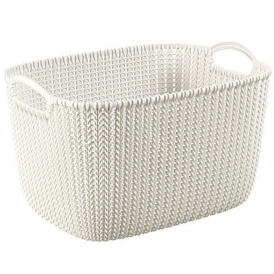 Curver 19L Knit Rectangular Storage Basket - Oasis White | Charlies