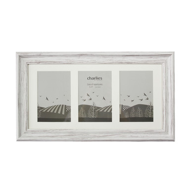 Whitewash Photo Frame - 3 Aperture | Charlies