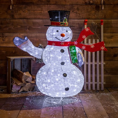 NOMA 1.2m Collapsible Snowman LED Light Figure White Charlies