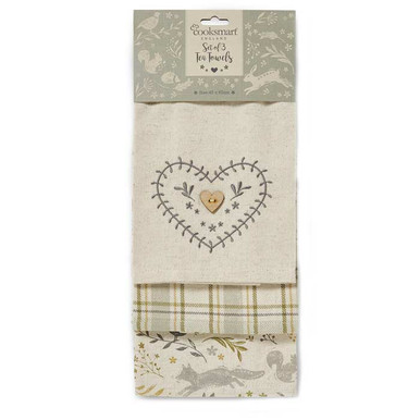 Cooksmart Tea Towels, Pack of 3 – Woodland | Charlies