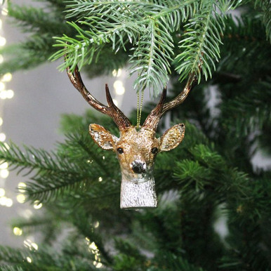 Festive Reindeer Head Tree Decoration - 14cm | Charlies