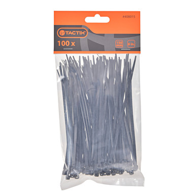 Tactix Black Cable Ties, 150mm - Pack of 100 | Charlies