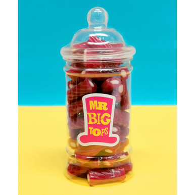 Mr Big Tops Jar of Strawberry Cable Bites Sweets – 500ml | Charlies