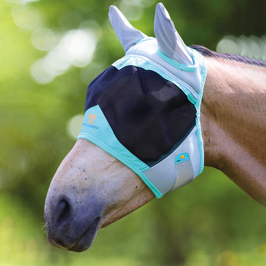 Shires FlyGuard Pro Air Motion Fly Mask with Ears - Aqua | Charlies