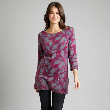 Weird Fish Women’s Dandy Print Tunic – Purple Wine | Charlies