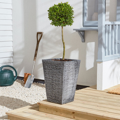 Strata Slate Tall Planter, Pewter - 30cm | Charlies