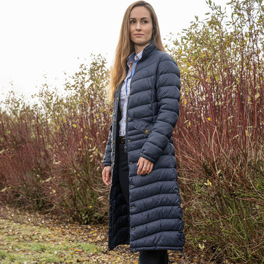 Baleno Women's Kingsleigh Long Quilted Riding Coat - Navy Blue | Charlies
