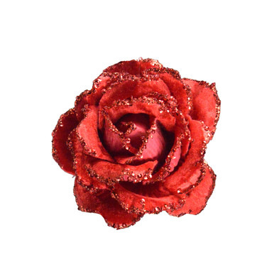 Red Velvet Rose Clip On Decoration - 10cm | Charlies