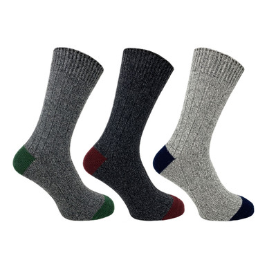 Bramble Men's Grey Mix Wool Blend Socks - Pack of 3 | Charlies