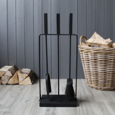 Mansion Contemporary Fireplace Companion Set - Black | Charlies