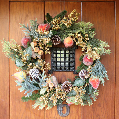 Gisela Graham Beaded Berry Wreath, Gold - 55cm | Charlies