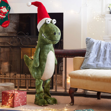 Three Kings 1.5m Plush Green Festive Humongous Dinosaur Christmas ...