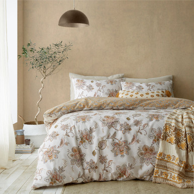 Pineapple Elephant Sahara Floral Reversible Bedding Set - Beige | Charlies