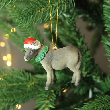 Donkey with Wreath Resin Tree Decoration - 7cm | Charlies